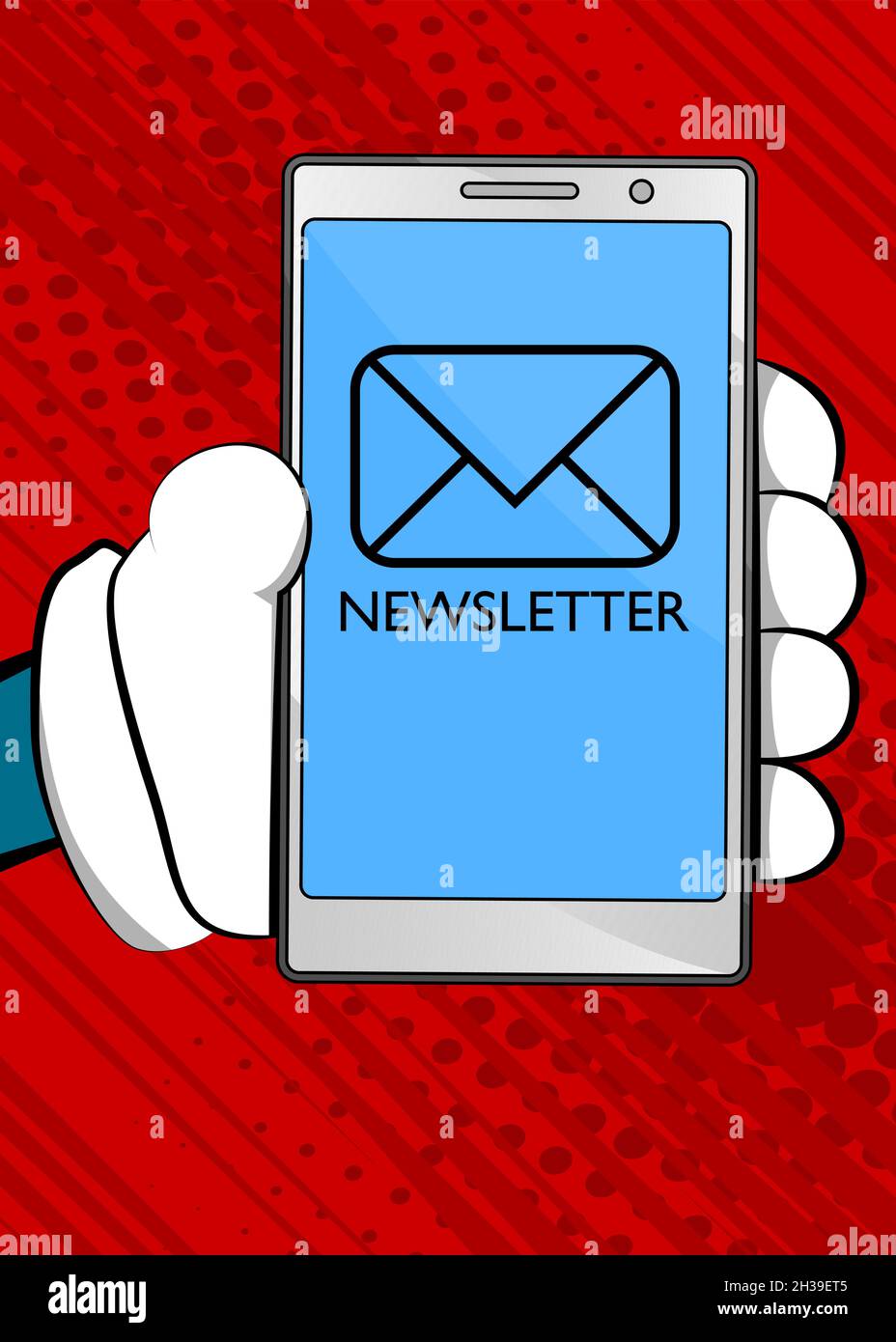Newsletter text and symbol on Smartphone screen. Business marketing ...