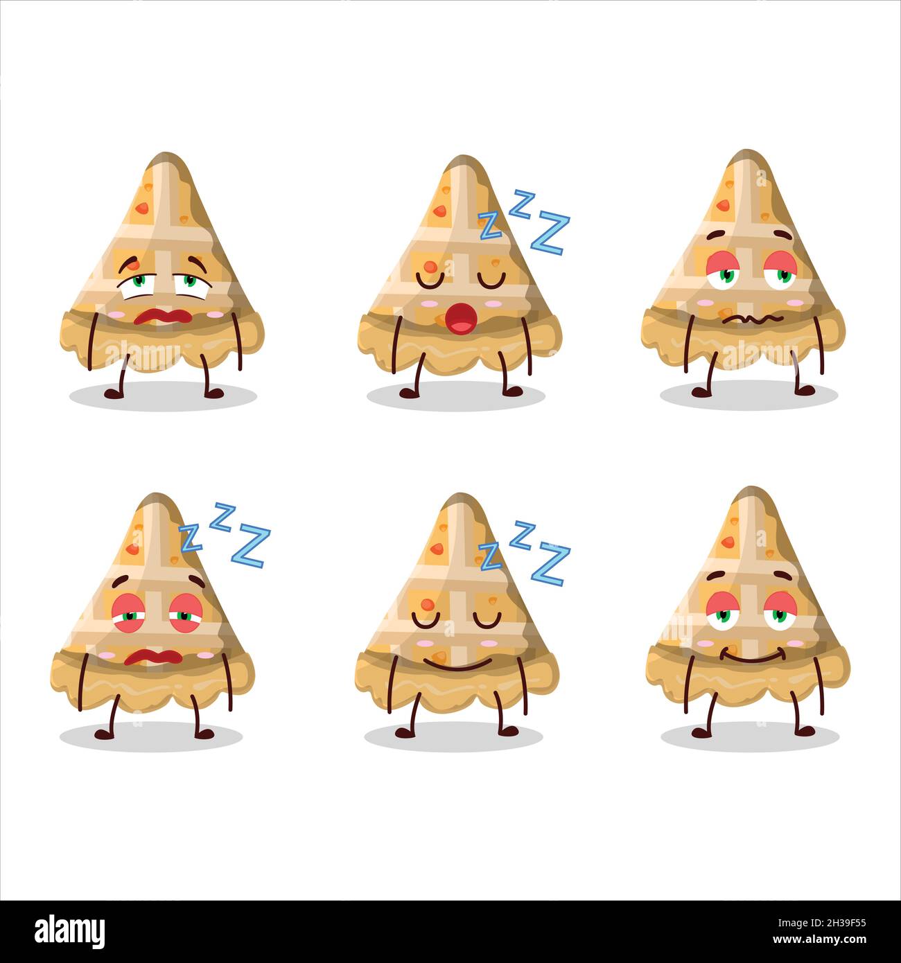 Cartoon character of slice of peach pie with sleepy expression. Vector ...