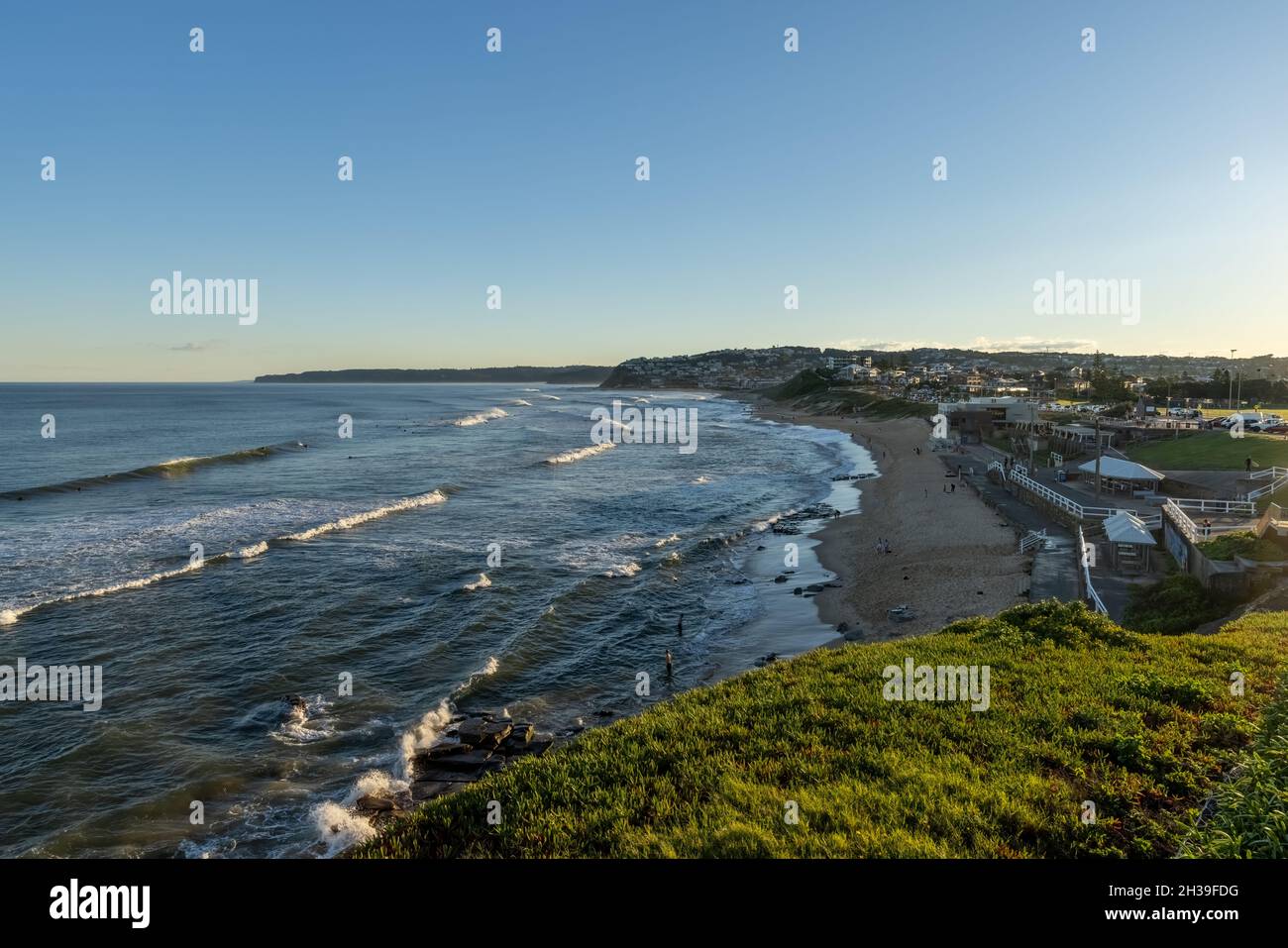 afternoon view of merewether beach and surf at newcastle Stock Photo ...