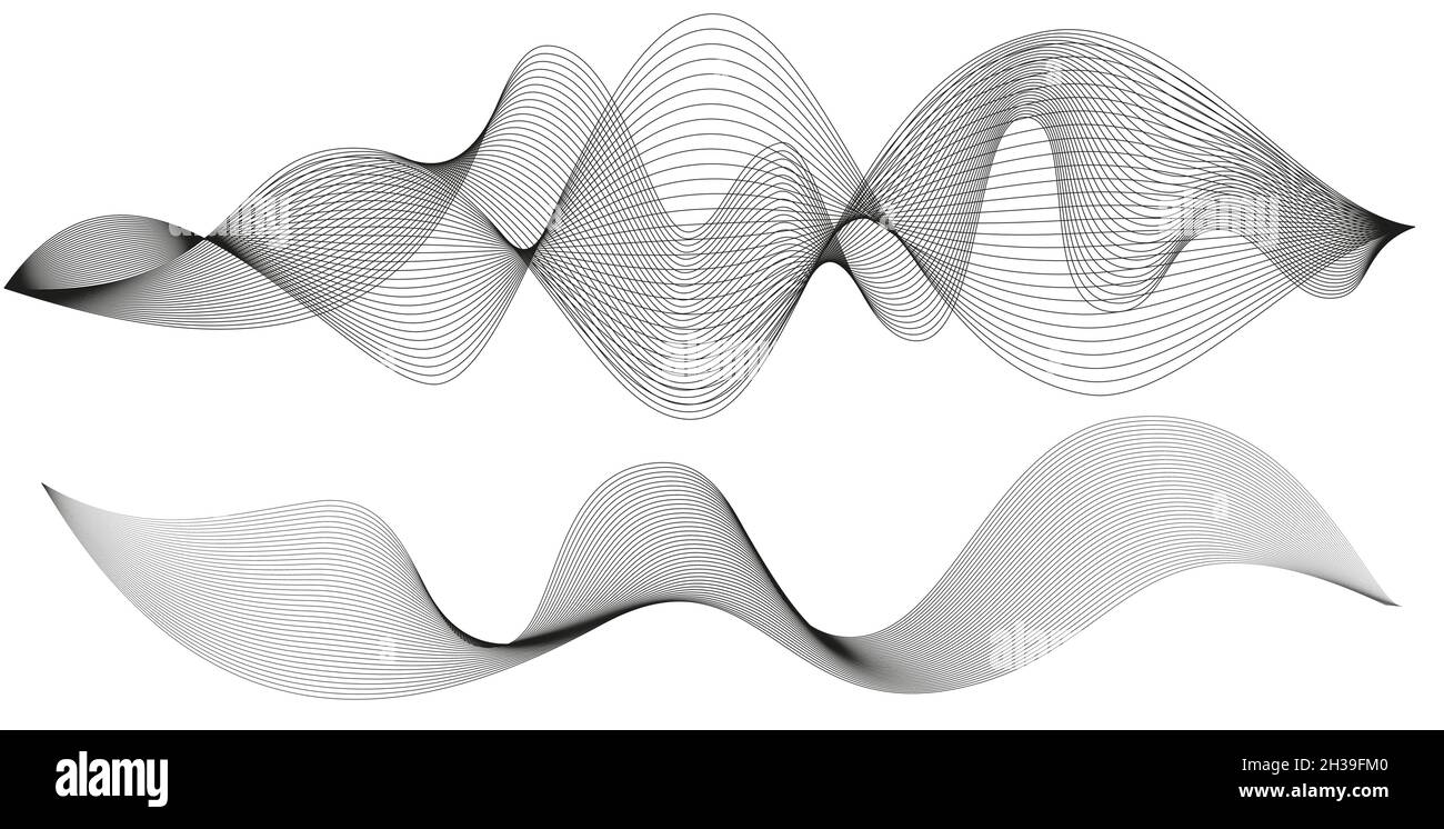 Wavy abstract stripes. Curved line vector elements for music design ...