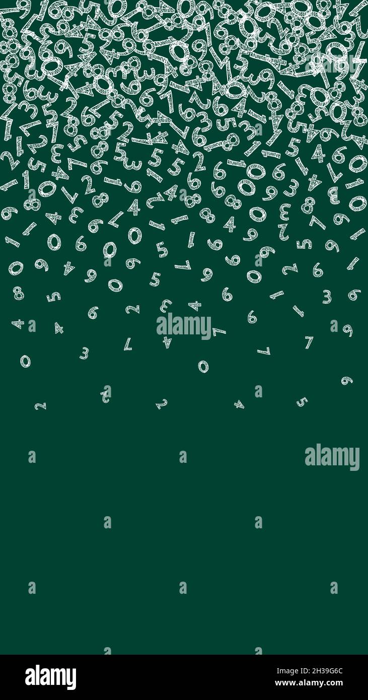 Falling sketch chalk numbers. Math study concept with flying digits ...