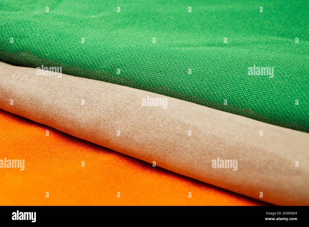 Colorful and bright fabric samples for furniture and upholstery. Close ...