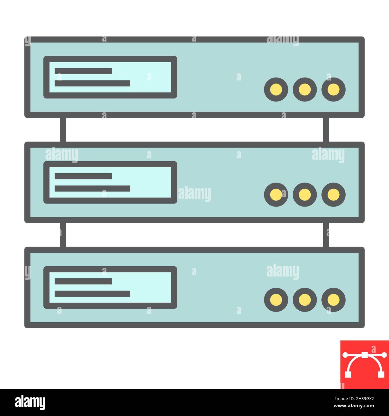 Data server color line icon, database and hosting, computer server ...
