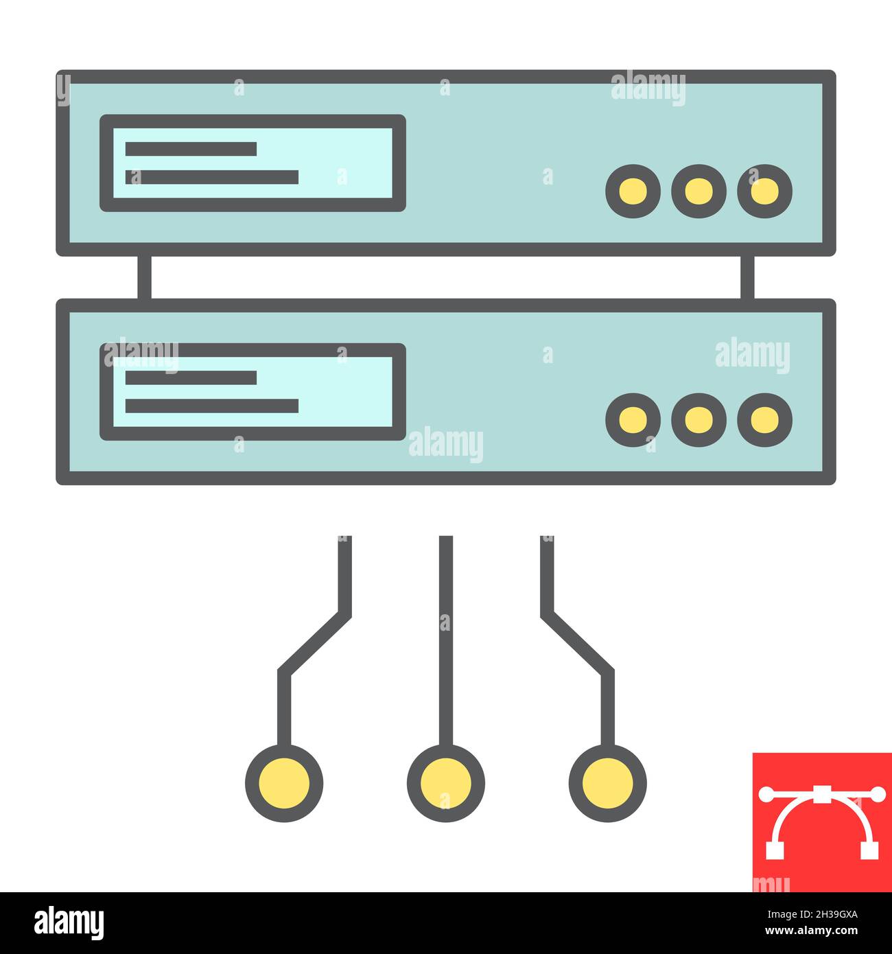 Data network color line icon, database and connection, server network ...