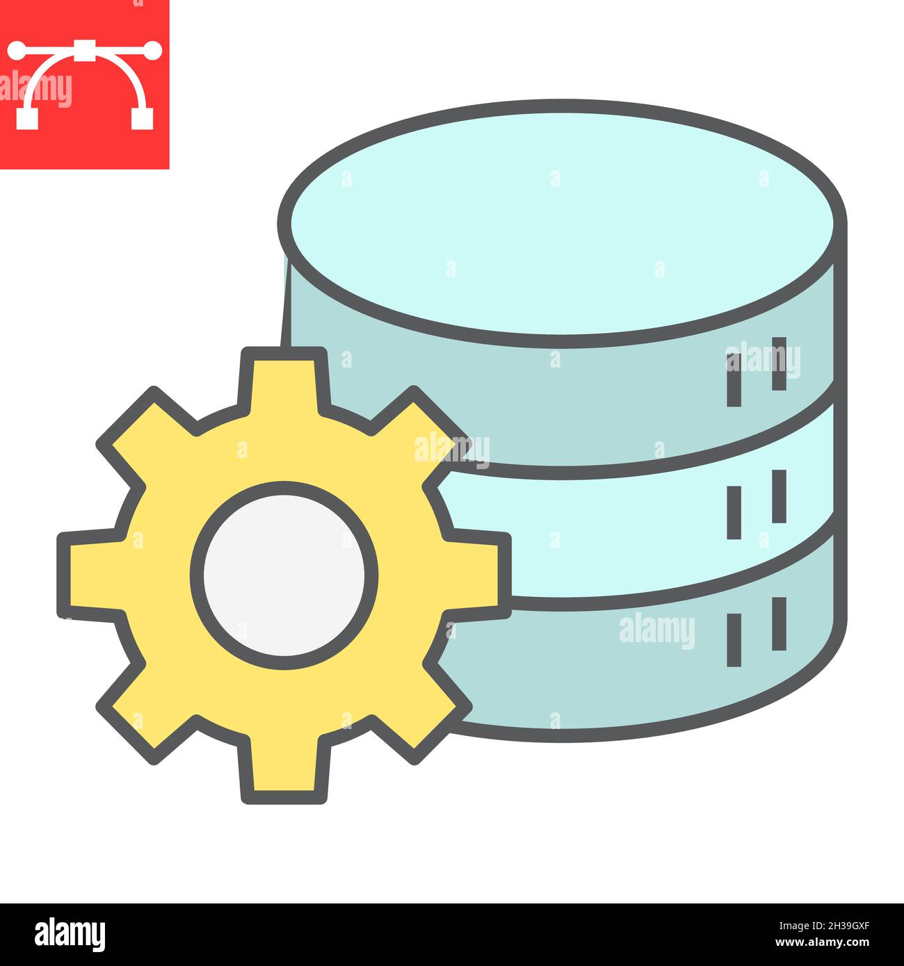 Database management color line icon, database and storage, data with ...