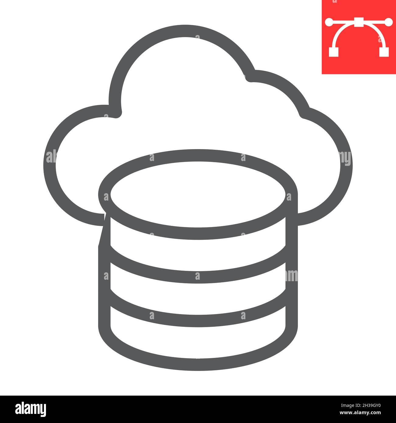 Big data line icon, database and connection, cloud computing vector ...