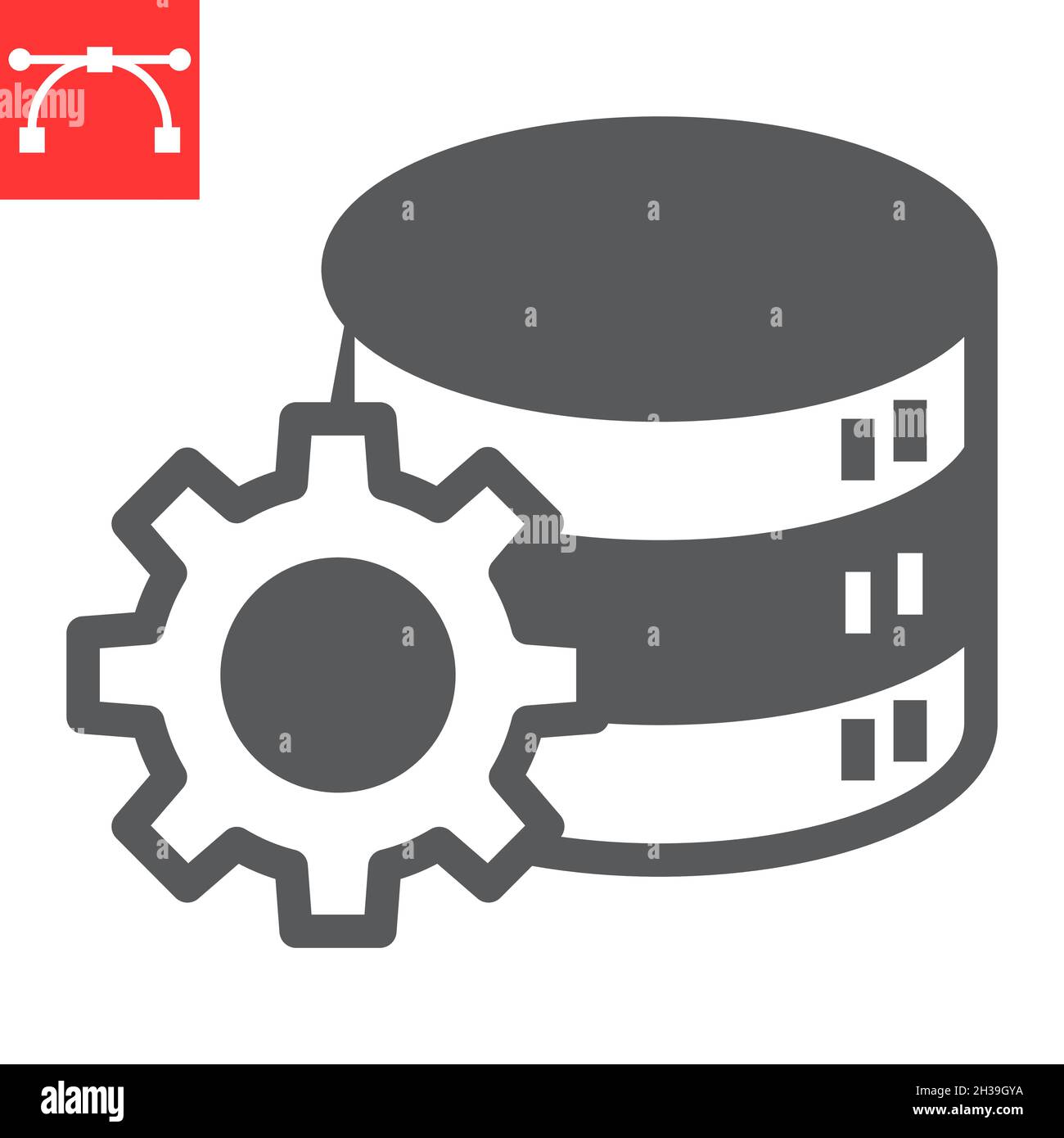 Database management glyph icon, database and storage, data with ...