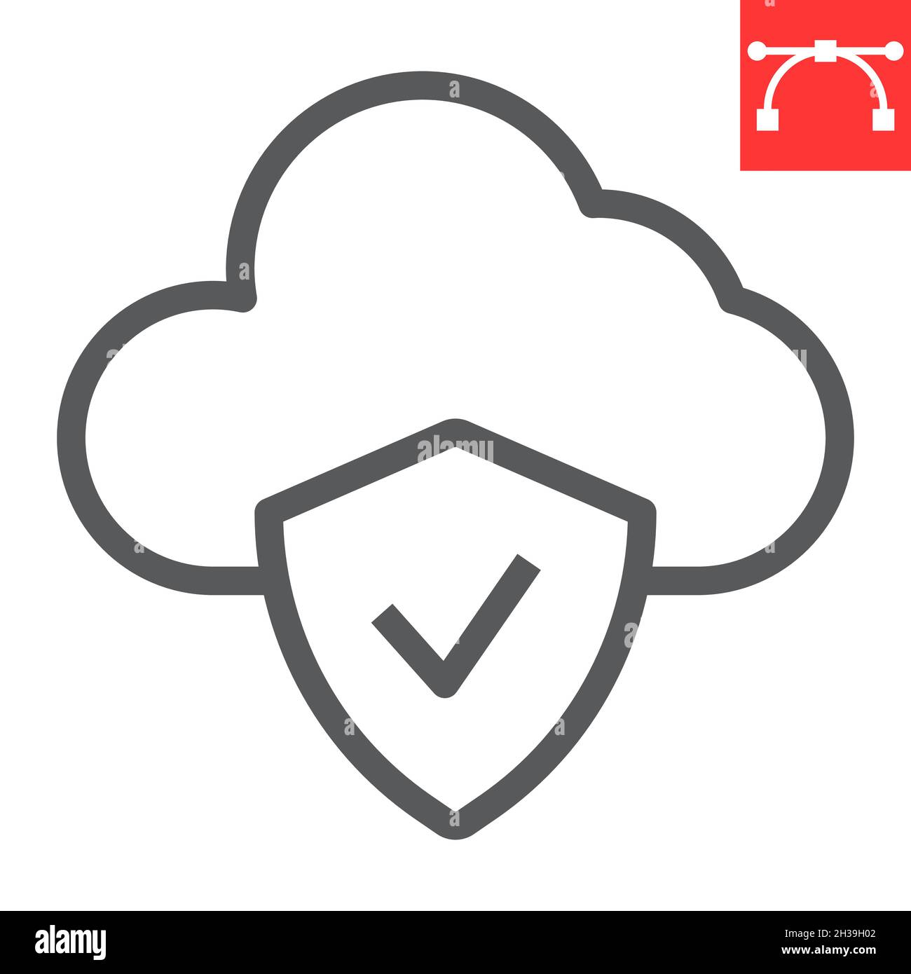 Cloud protection line icon, database and security, data protection ...