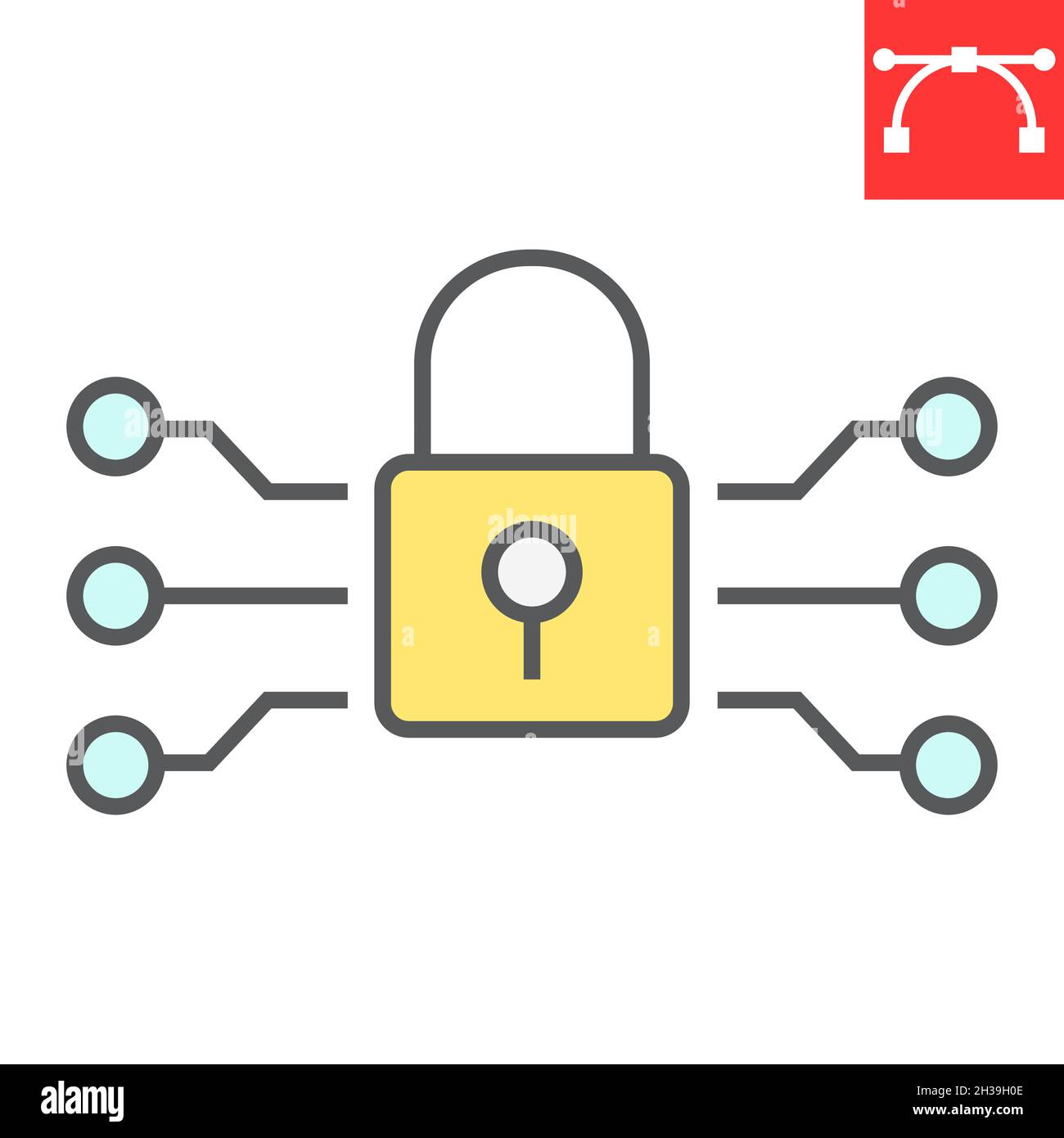 Data encryption color line icon, padlock and protection, encryption ... Data encryption color line icon, padlock and protection, encryption ...