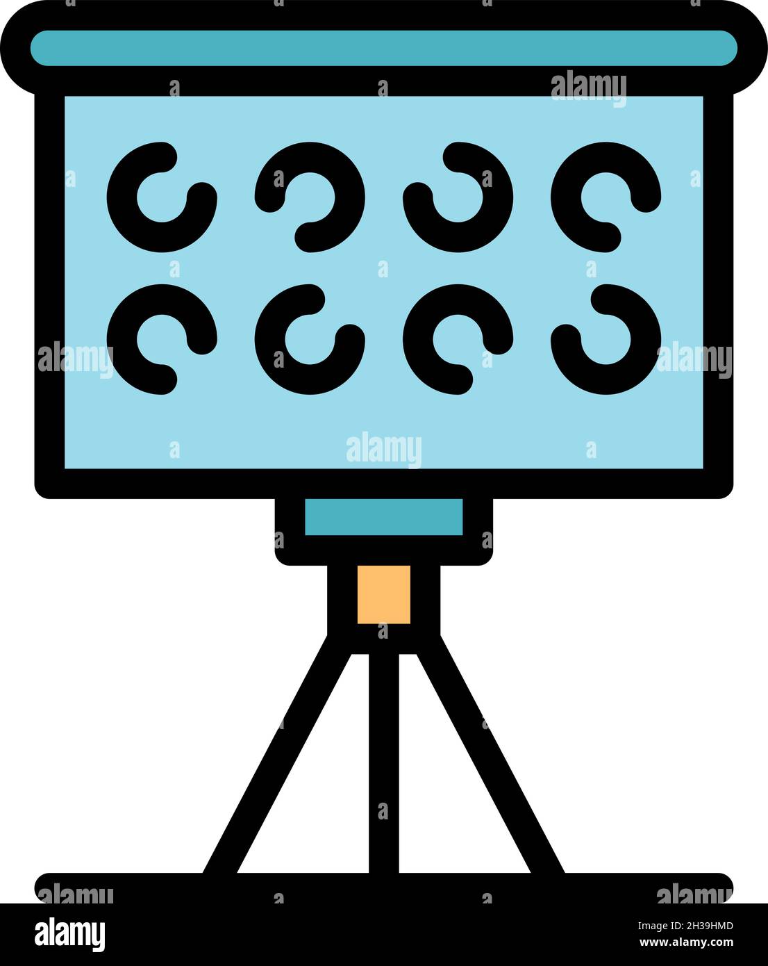 Flipchart with circles icon. Outline flipchart with circles vector icon ...