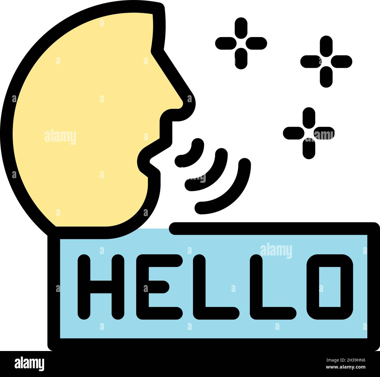 Person says hello icon. Outline person says hello vector icon color ...