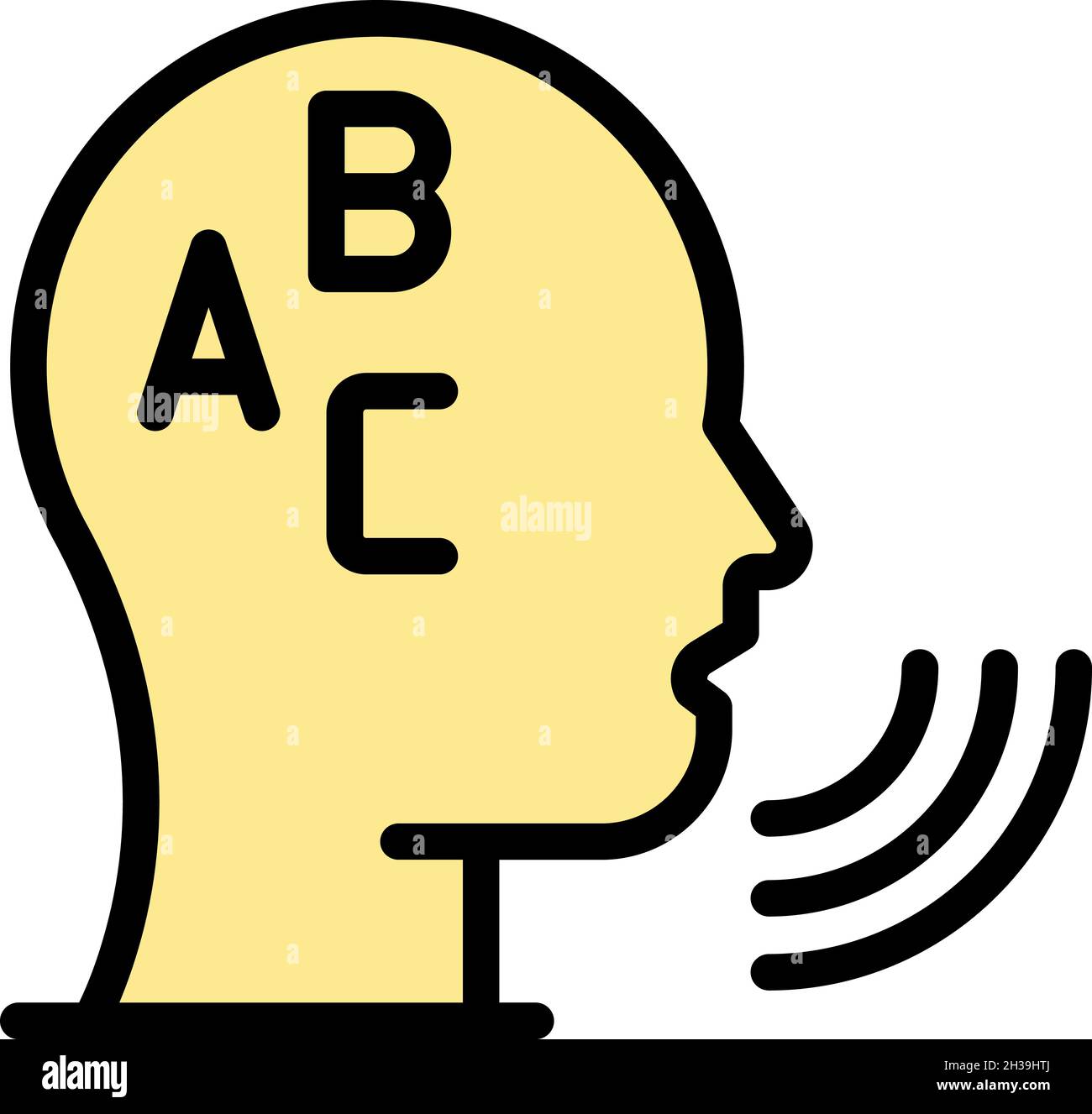 Head abc icon. Outline head abc vector icon color flat isolated Stock ...
