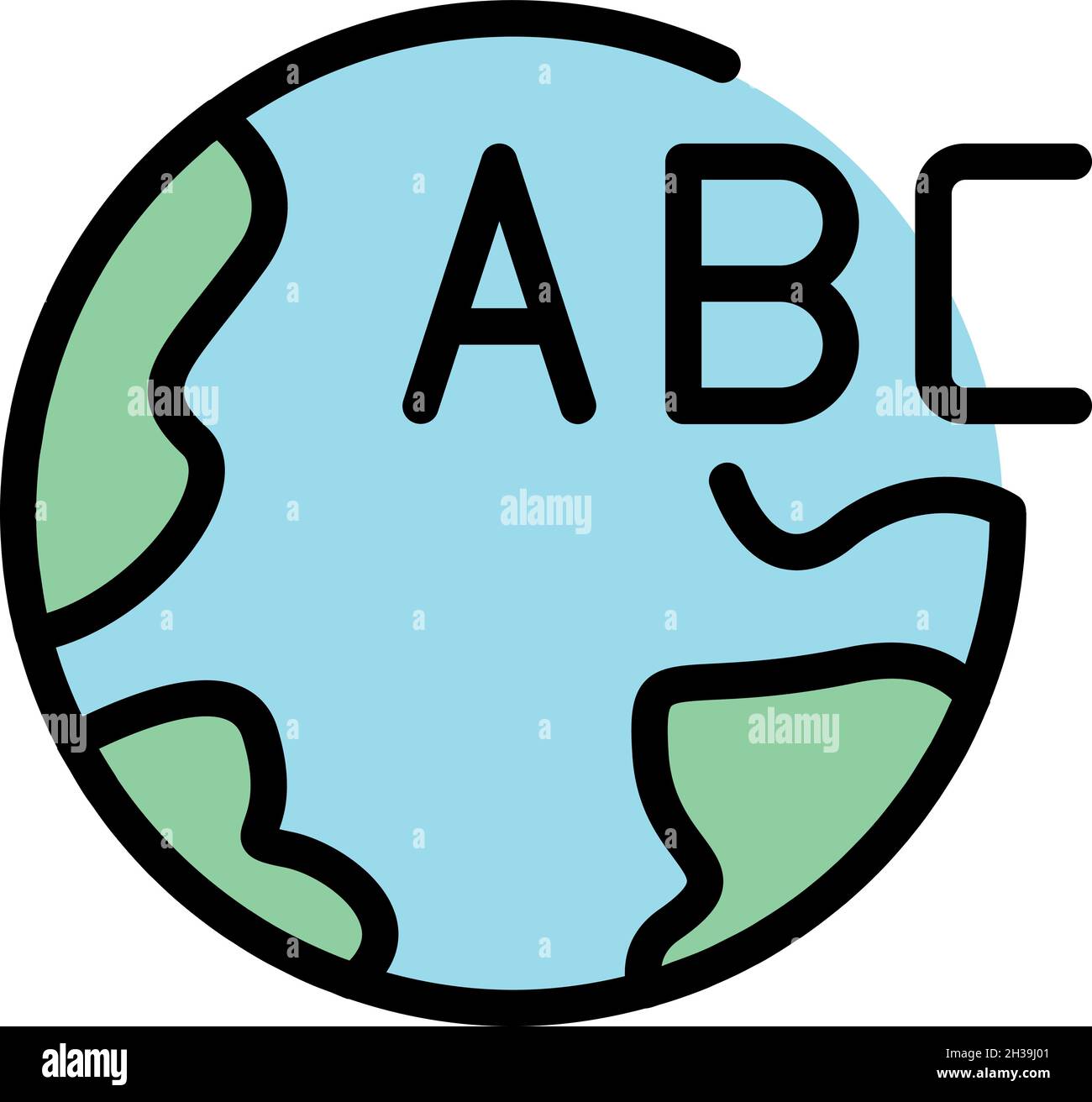 Earth abc icon. Outline Earth abc vector icon color flat isolated Stock ...