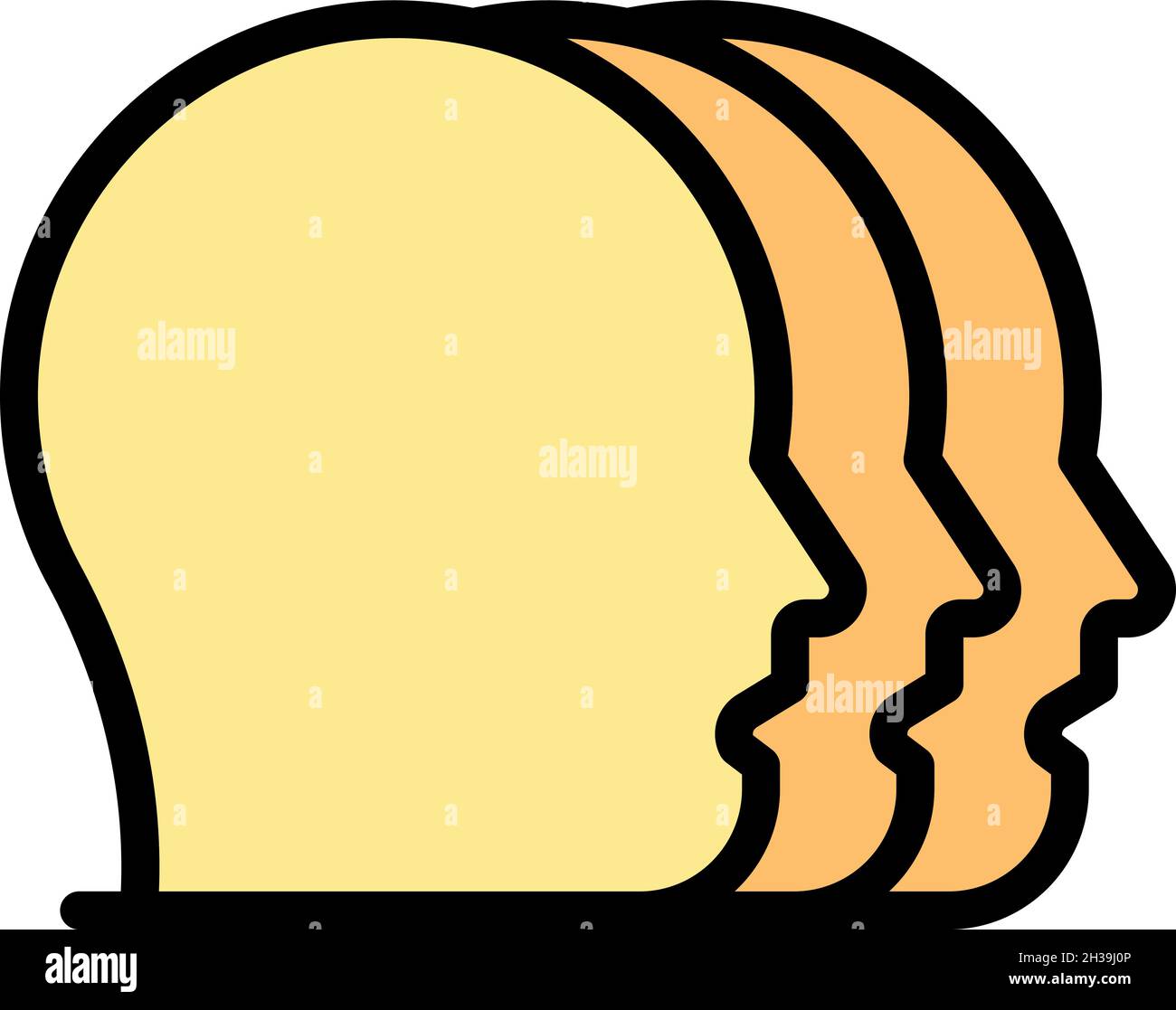 Three faces icon. Outline three faces vector icon color flat isolated ...