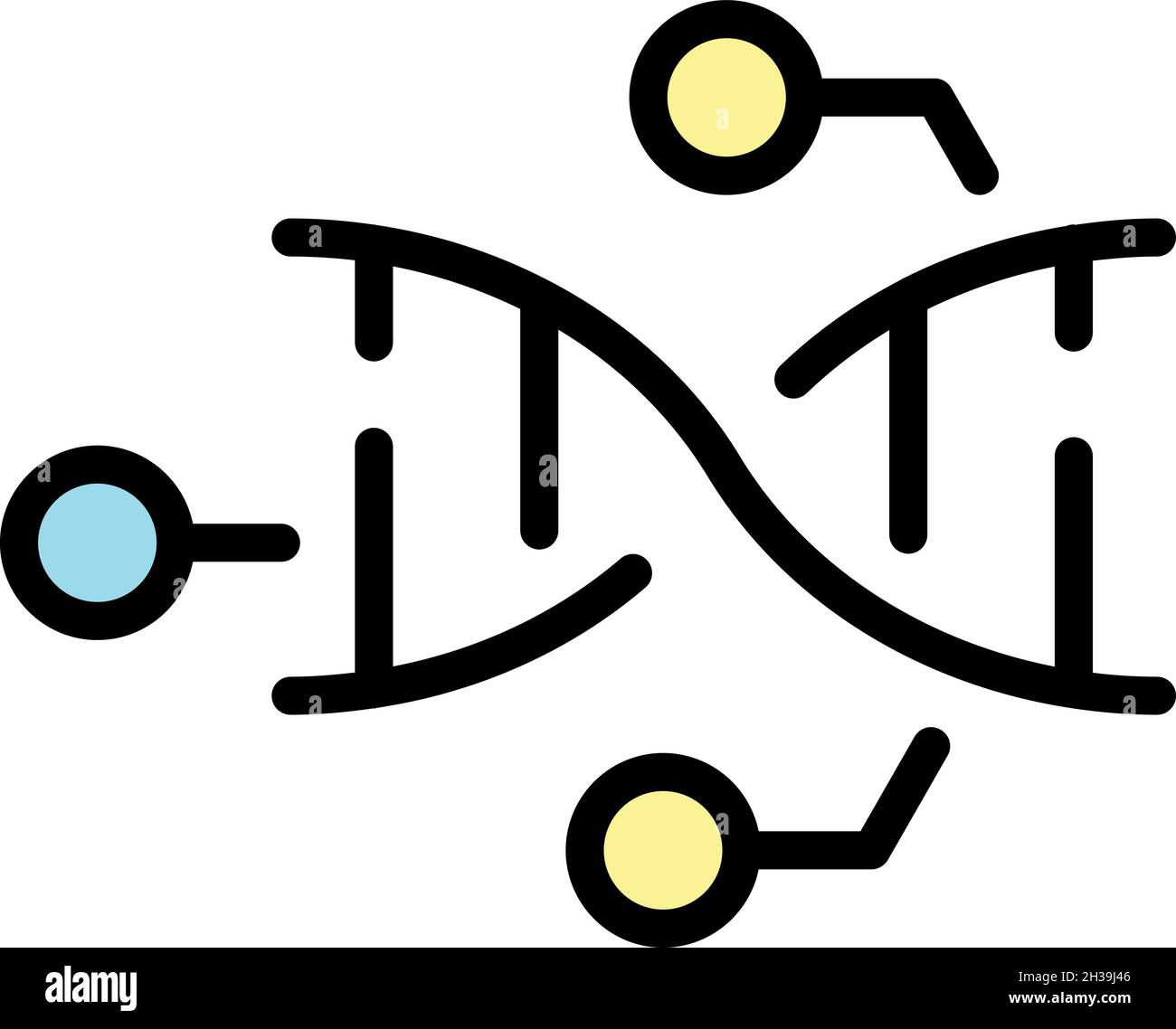 DNA chain icon. Outline DNA chain vector icon color flat isolated Stock ...