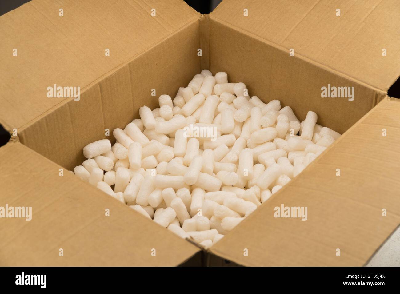 Empty cardboard box with styrofoam filler for safe packaging Stock ...