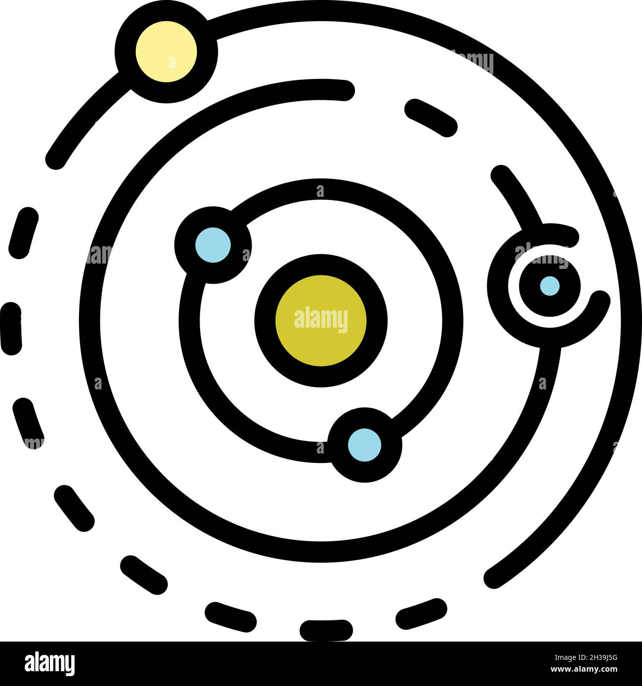 Planet orbits icon. Outline planet orbits vector icon color flat ...