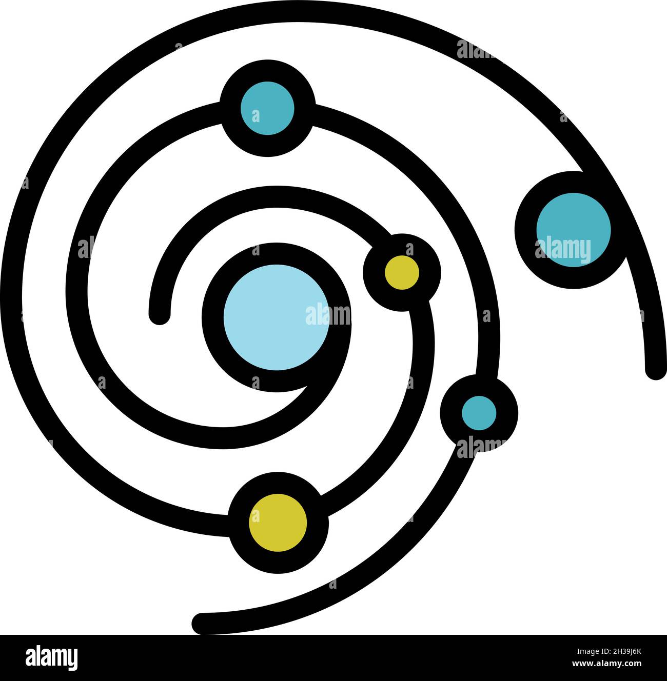 Spiral motion of planets icon. Outline spiral motion of planets vector ...