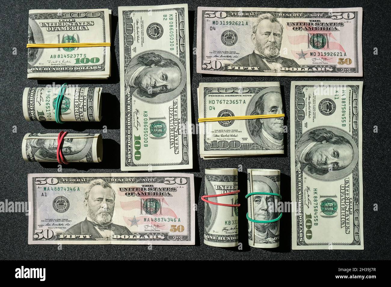 Us dollar bills are creative layout. Business concept, development ...