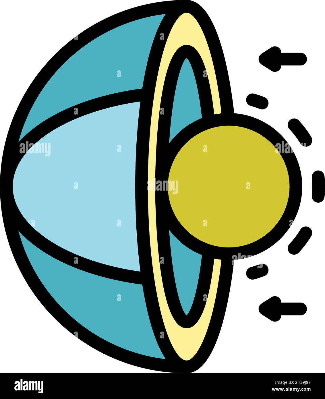 Sectional core and planet icon. Outline sectional core and planet ...