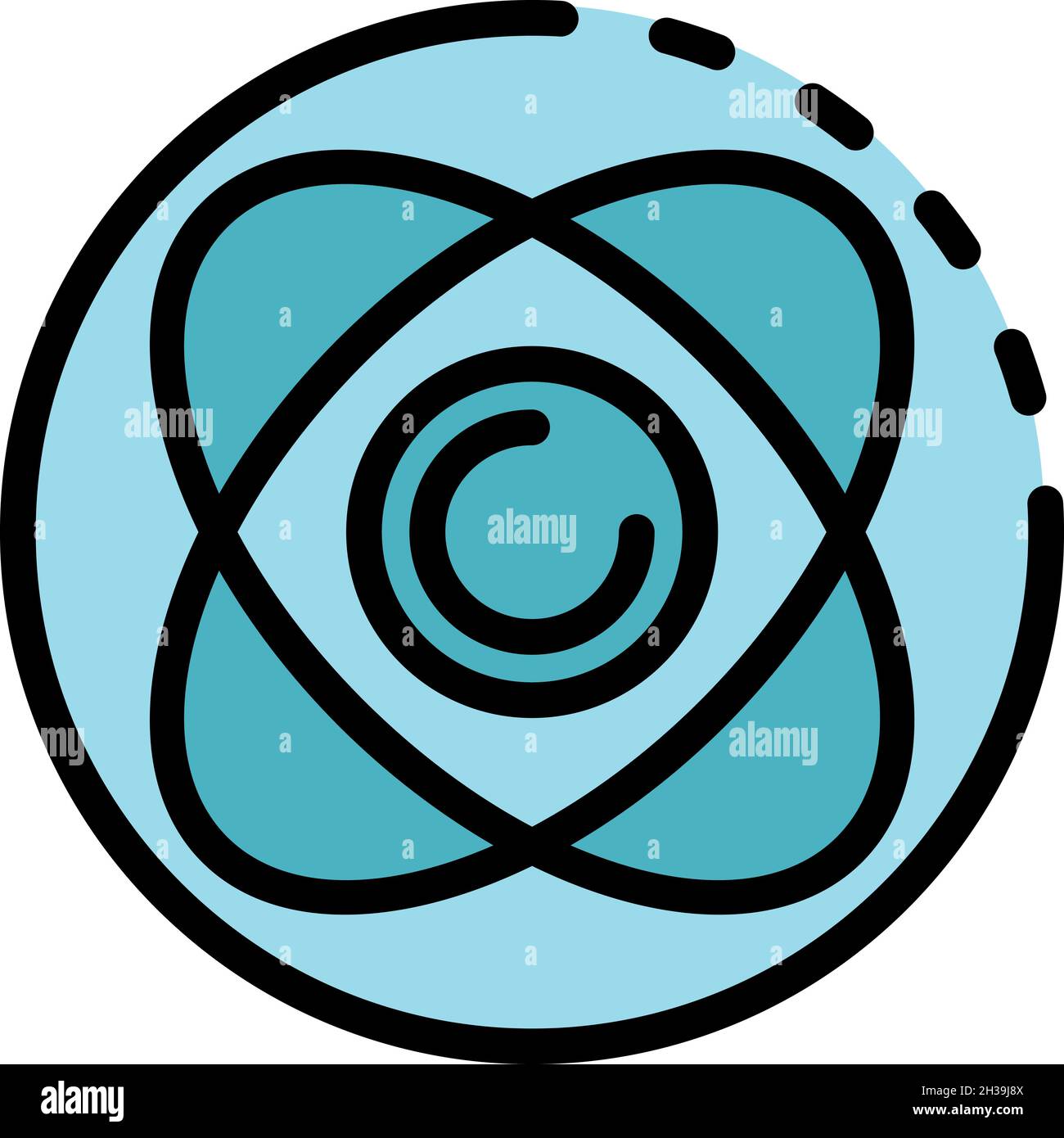 Atom in a circle icon. Outline atom in a circle vector icon color flat ...