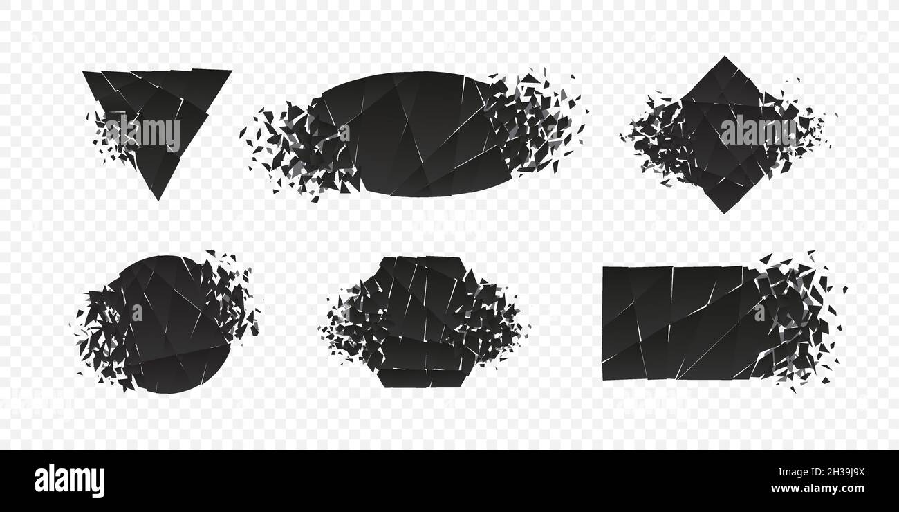 Shape explosion broken and shattered flat style design vector ...