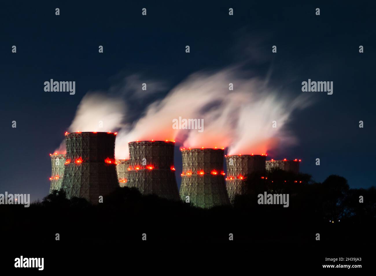 radiation near a nuclear power plant. Night emissions Stock Photo - Alamy