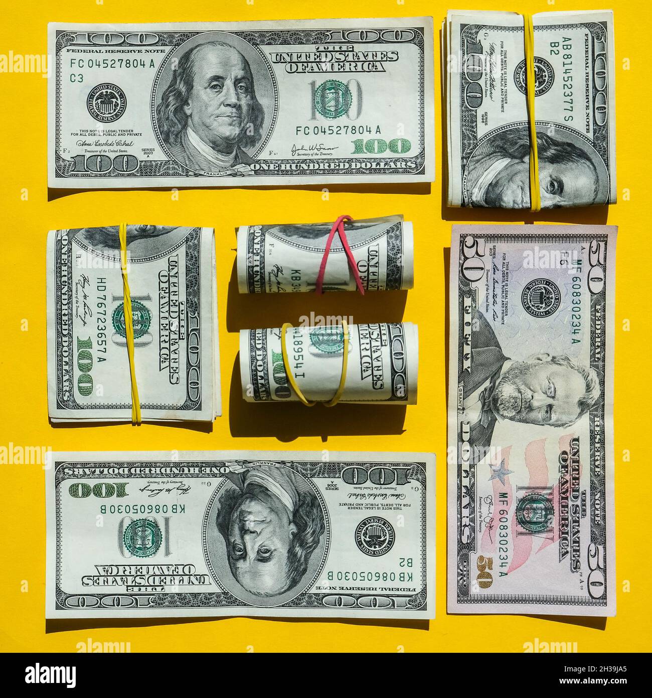 Us dollar bills are creative layout. Business concept, development ...