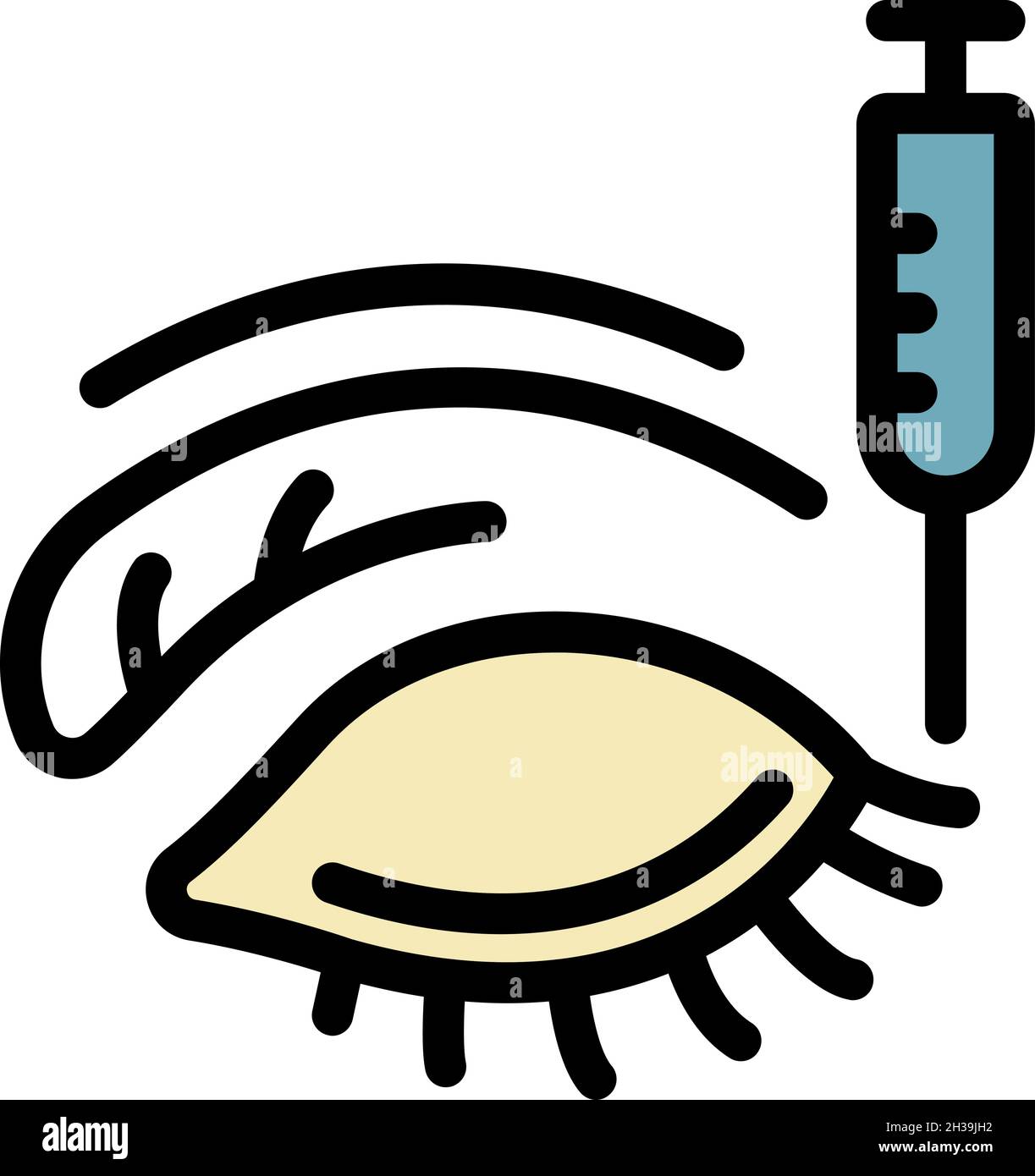 Eye and syringe icon. Outline eye and syringe vector icon color flat ...