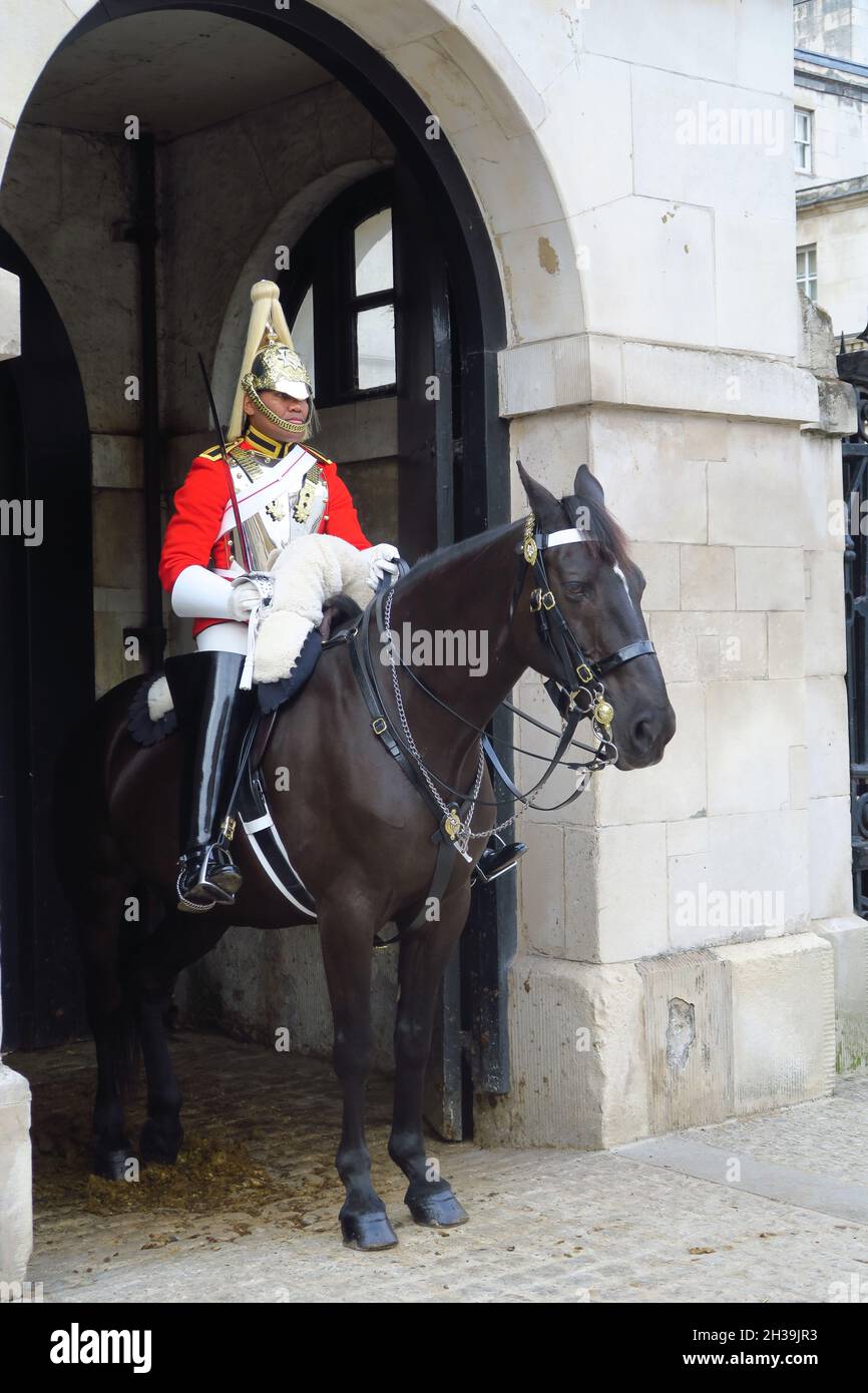 Mounted Lifeguards Trooper on guard duty outside at Horseguards ...