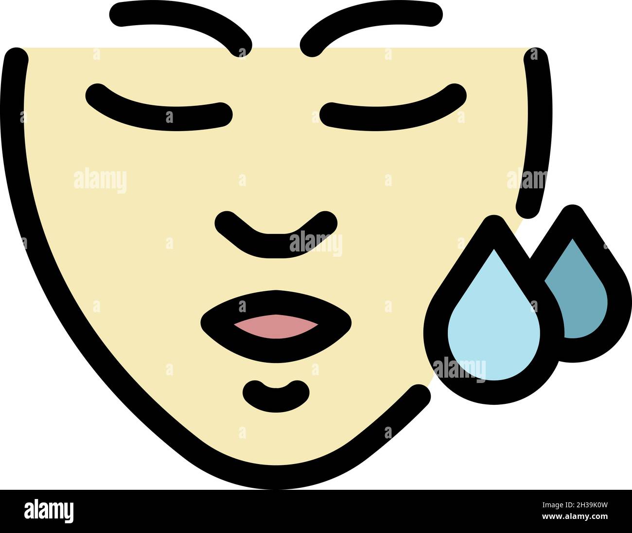 Womans face and two drops icon. Outline womans face and two drops ...