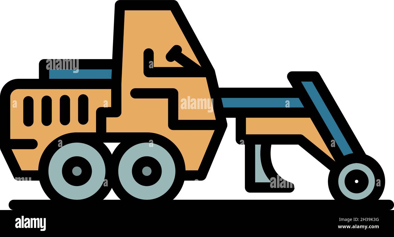 Grader machine icon. Outline grader machine vector icon color flat ...