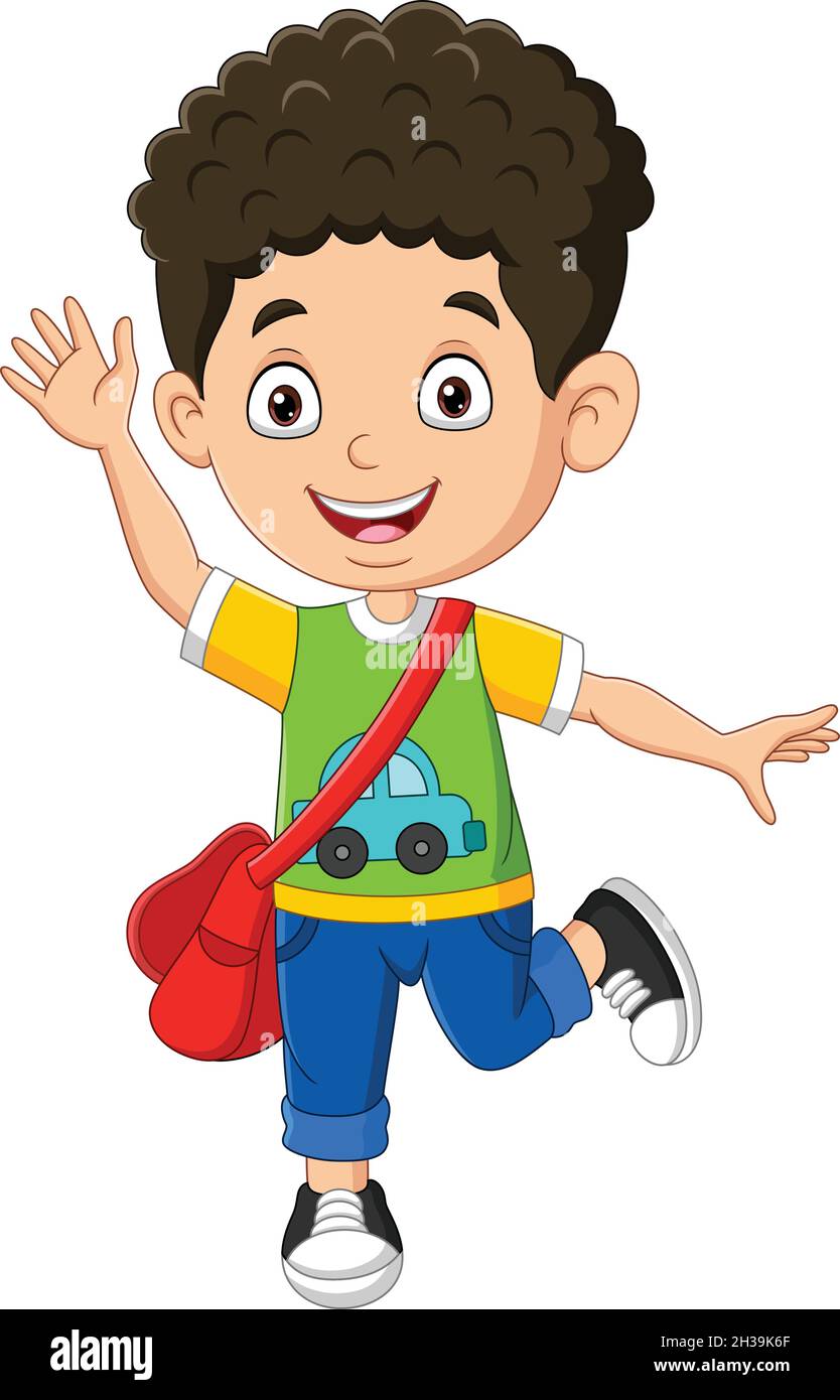 Happy school boy waving hand Stock Vector Image & Art - Alamy