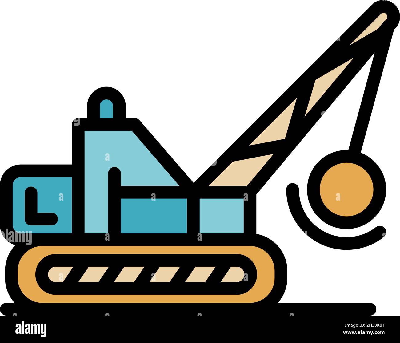 Wrecker excavator icon. Outline wrecker excavator vector icon color ...