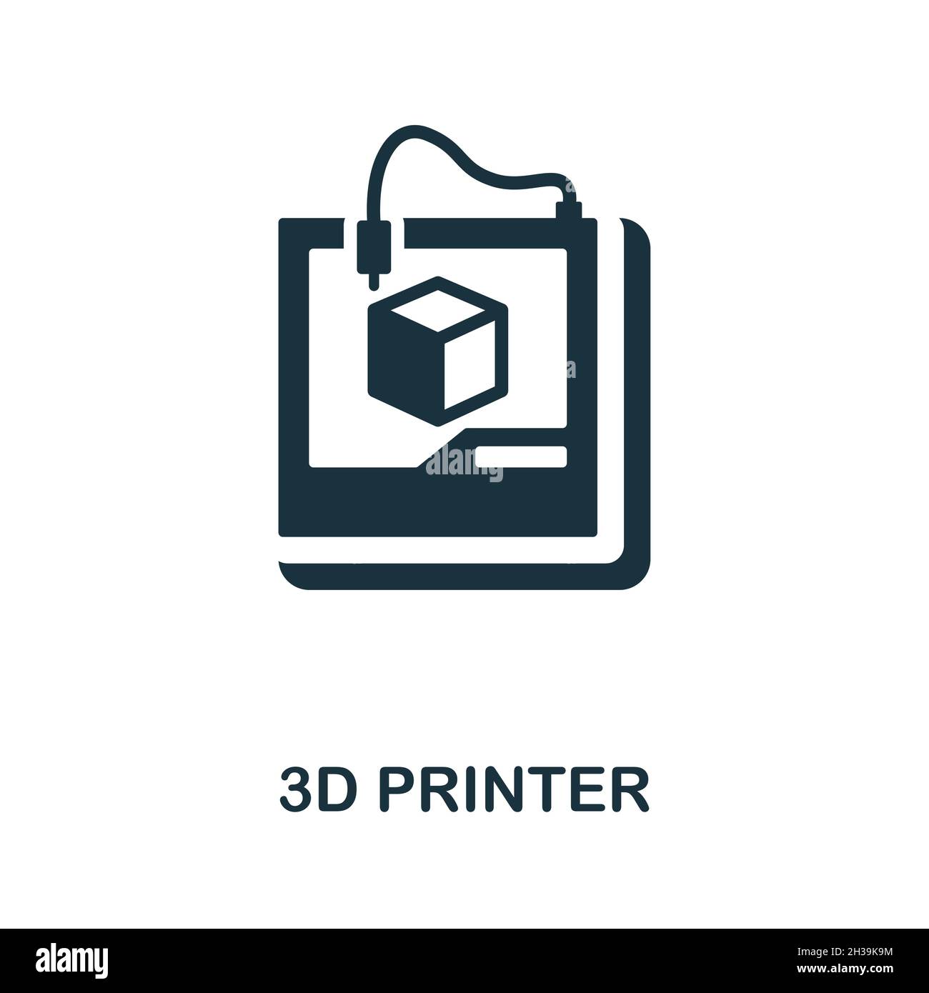 3D Printer icon. Monochrome sign from machinery collection. Creative 3D ...