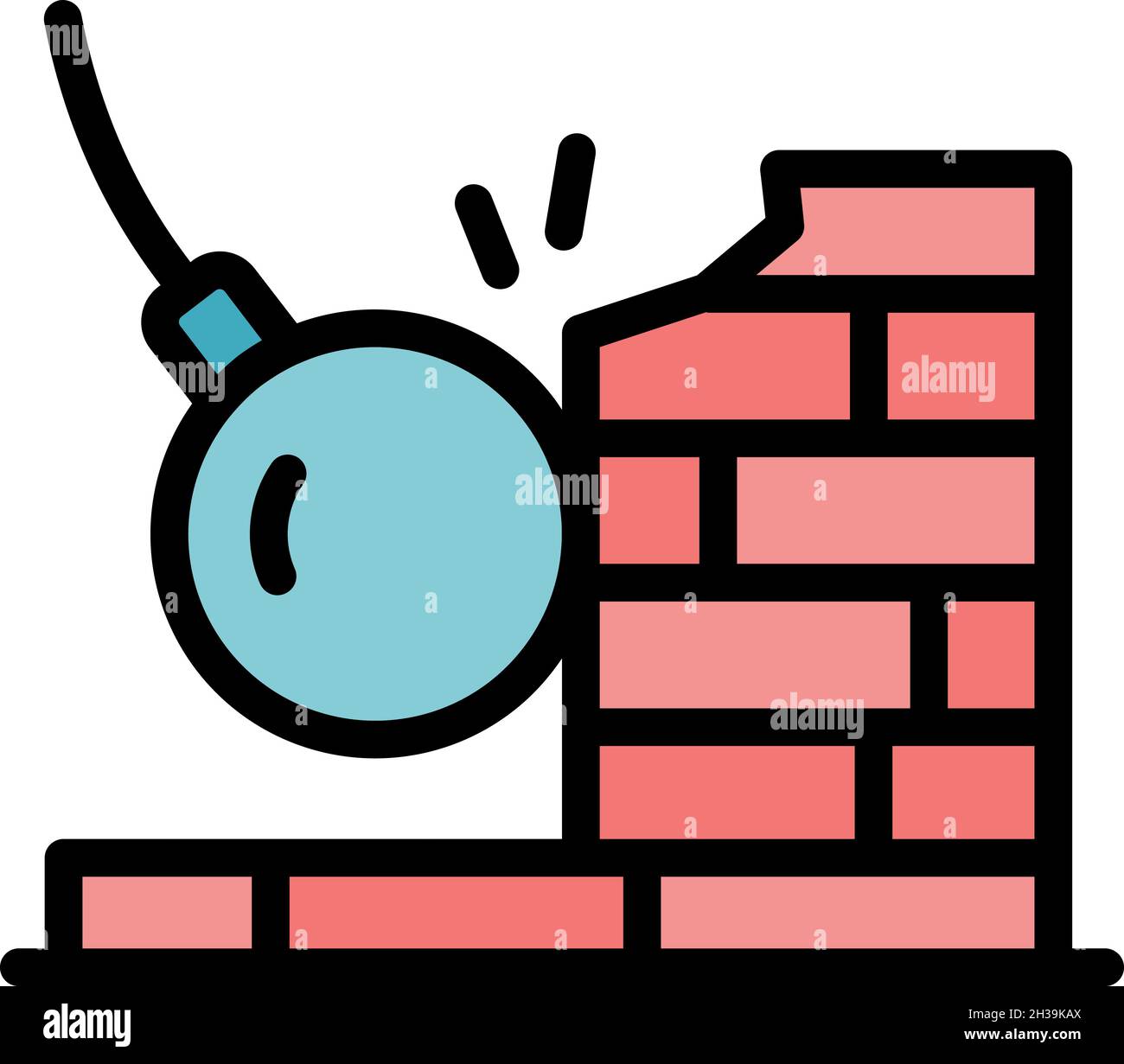 Wrecking ball on wall icon. Outline wrecking ball on wall vector icon ...