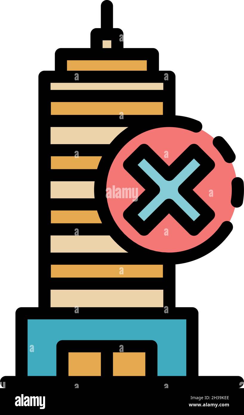 Building under demolition icon. Outline building under demolition ...