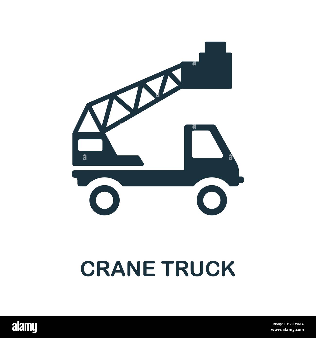 Crane Truck icon. Monochrome sign from machinery collection. Creative ...