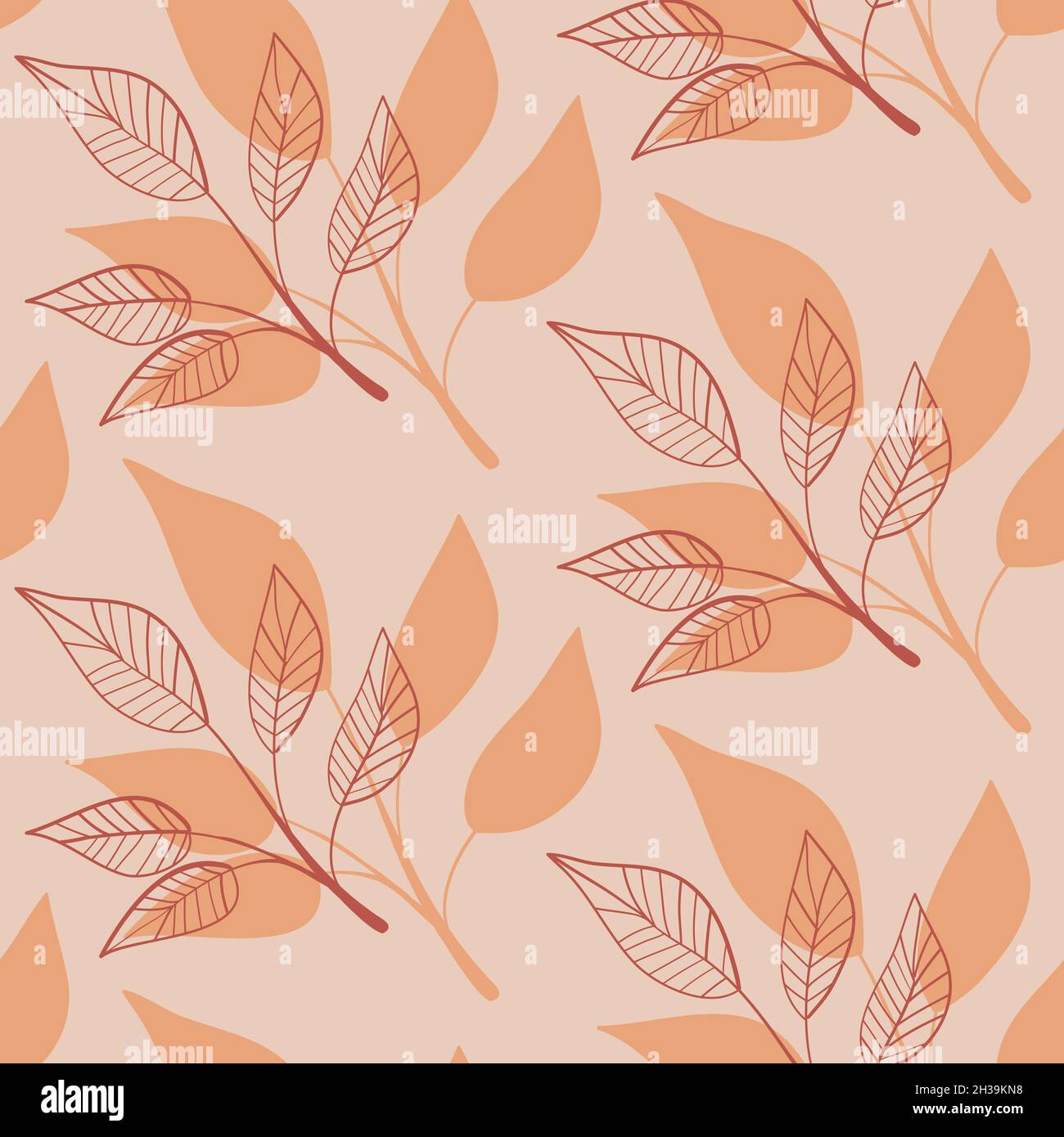 Seamless pattern, sprig with leaves organic natural silhouette, design ...