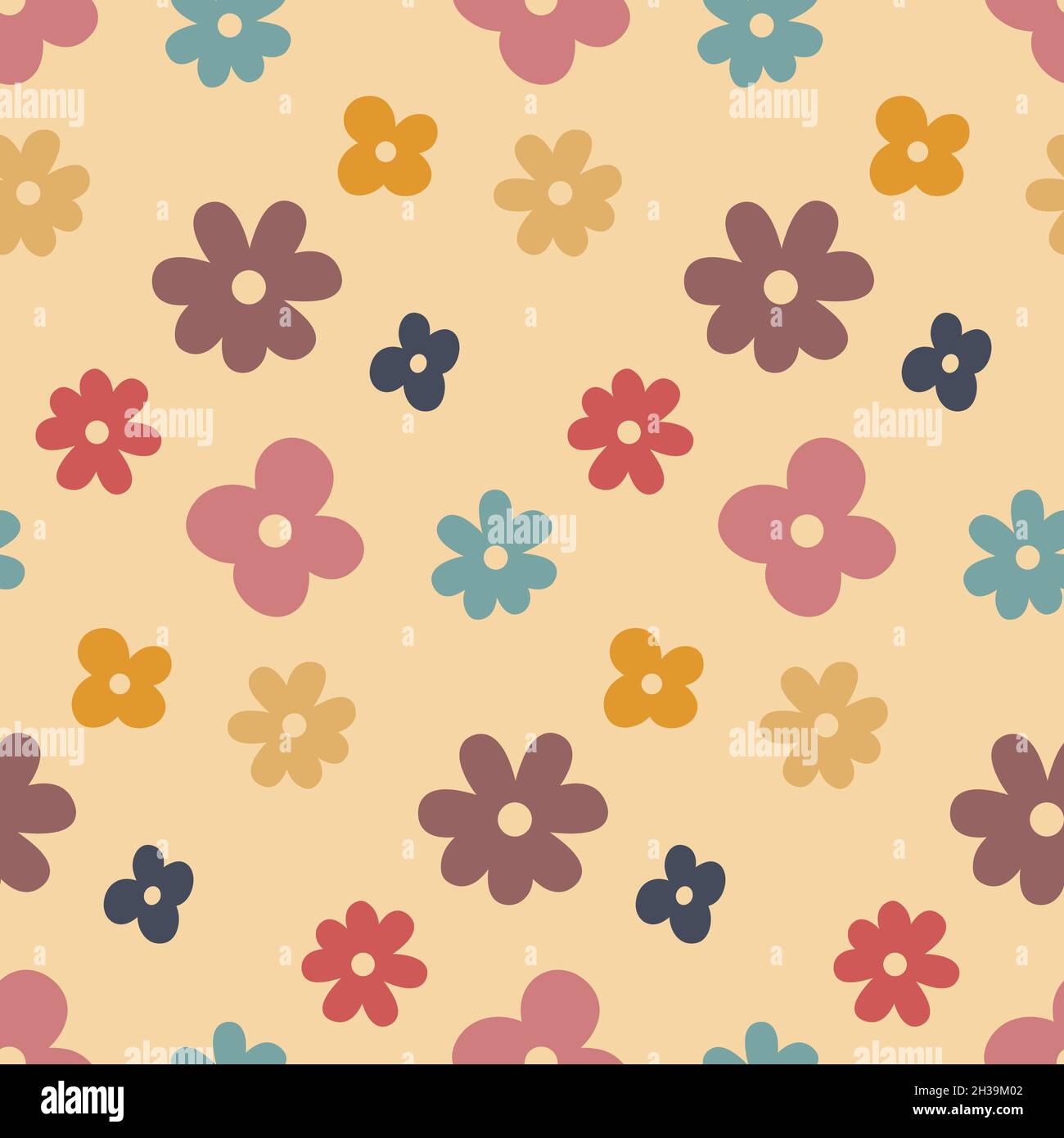 Seamless pattern, colorful flower, simple childish design vector ...
