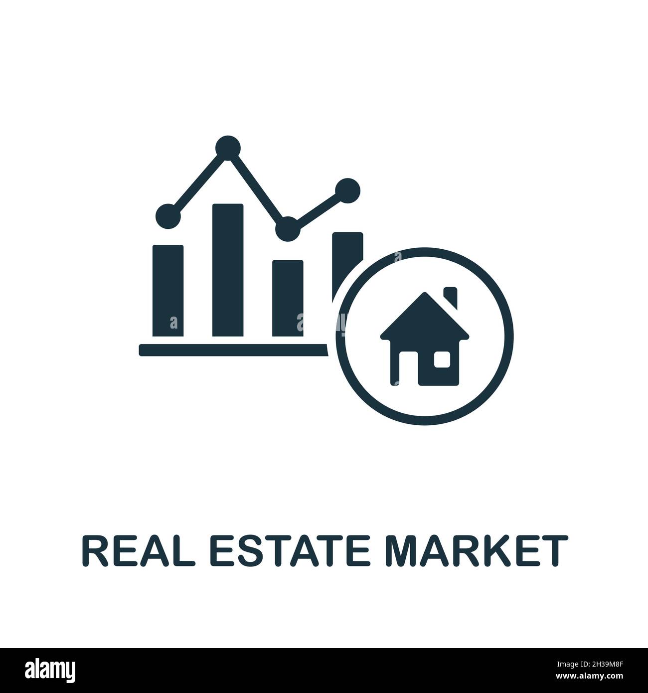 Real Estate Market icon. Monochrome sign from market economy collection ...