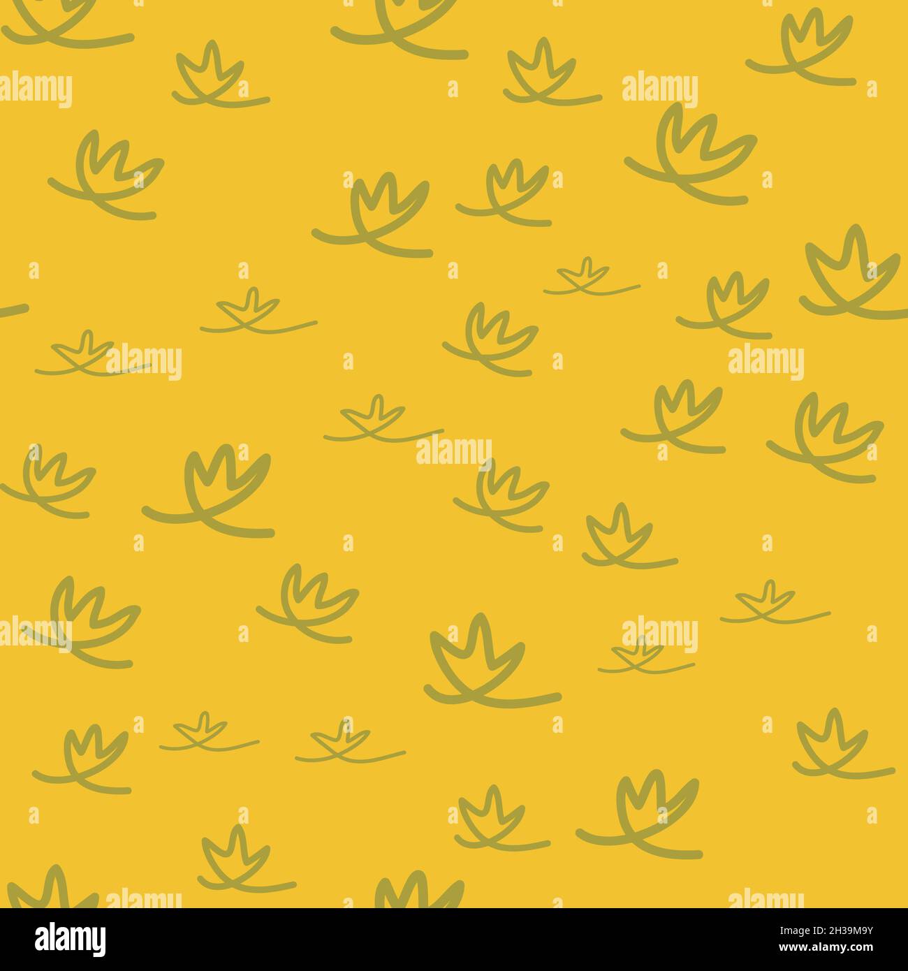 Seamless pattern, fantasy plant leaf yellow, simple design for textile ...