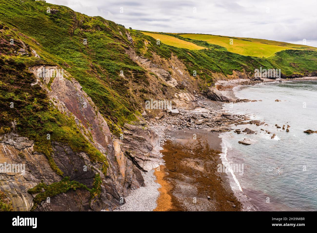 The cliffs and rock formations at Crackington Haven beach, Bude ...