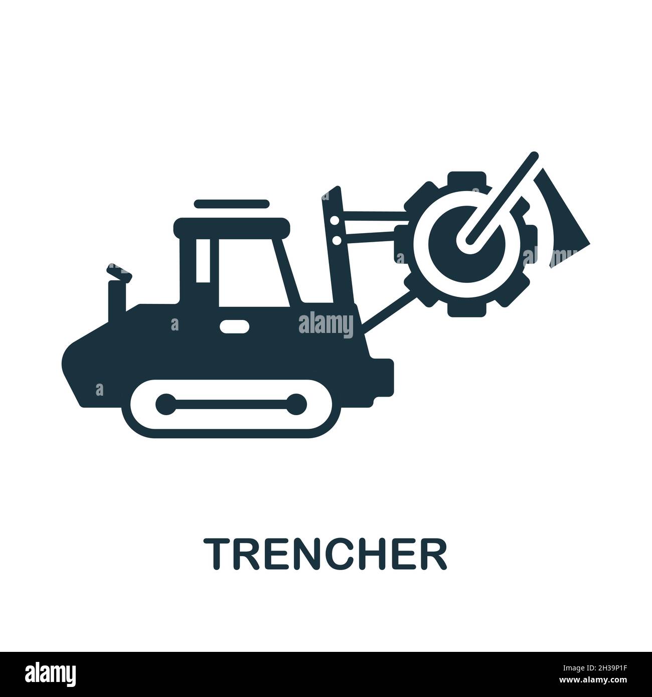Trencher icon. Black sign from machinery collection. Creative Trencher ...