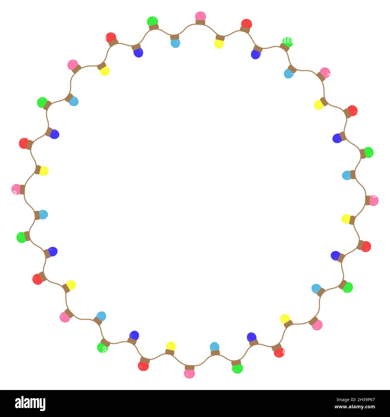 Christmas lights string circle frame Stock Vector Images - Alamy