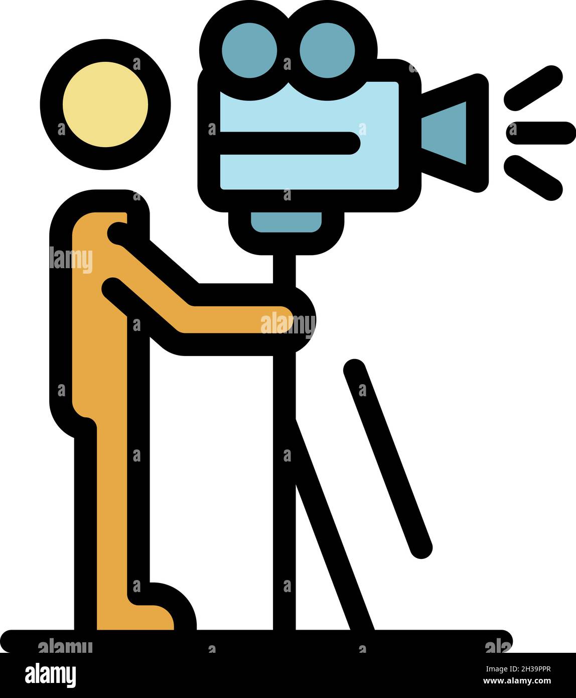 Cameraman icon. Outline cameraman vector icon color flat isolated Stock ...