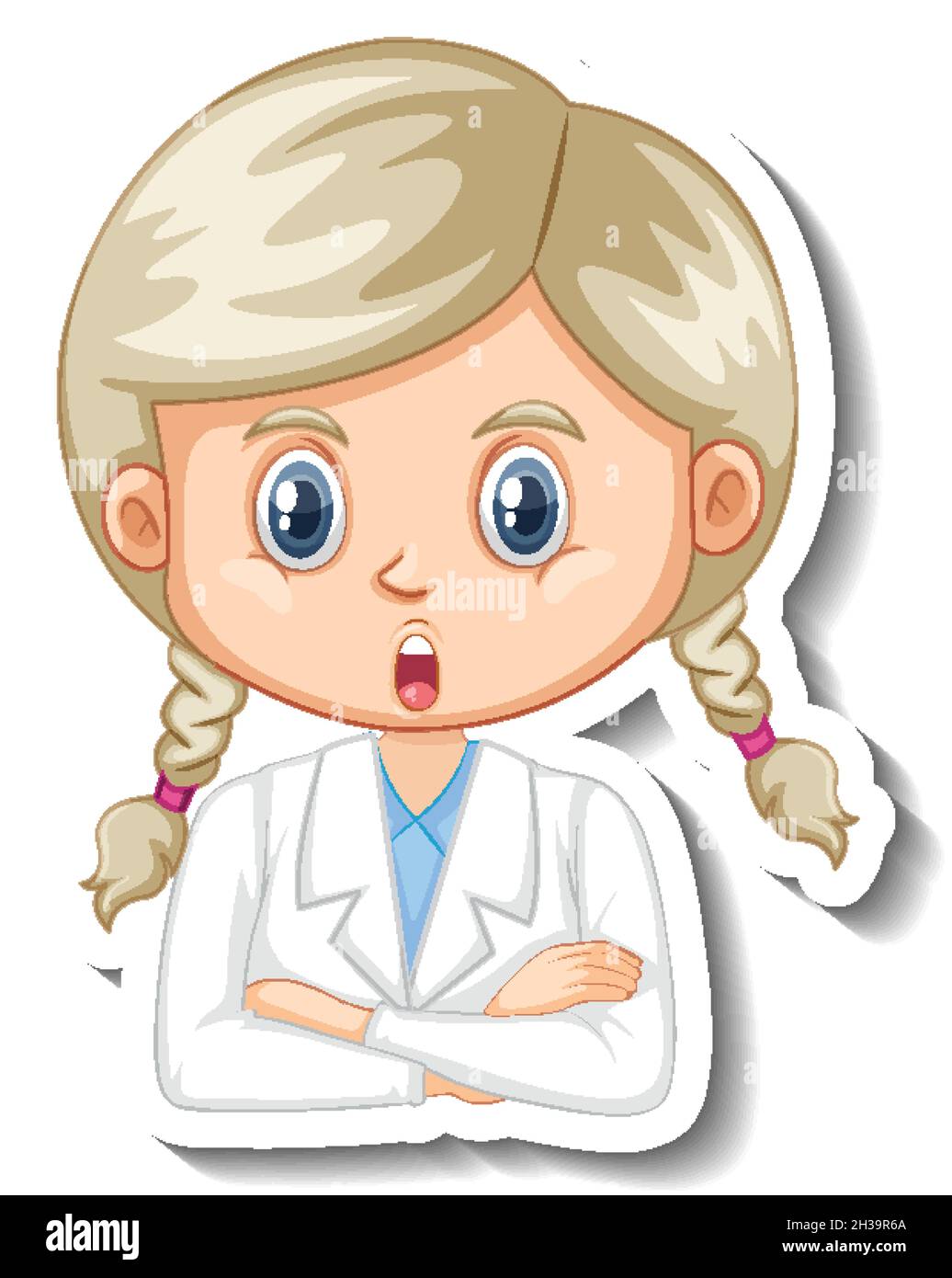 Scientist girl cartoon character sticker illustration Stock Vector ...