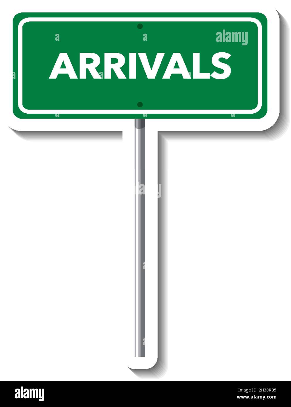 Arrivals road sign with pole on white background illustration Stock ...
