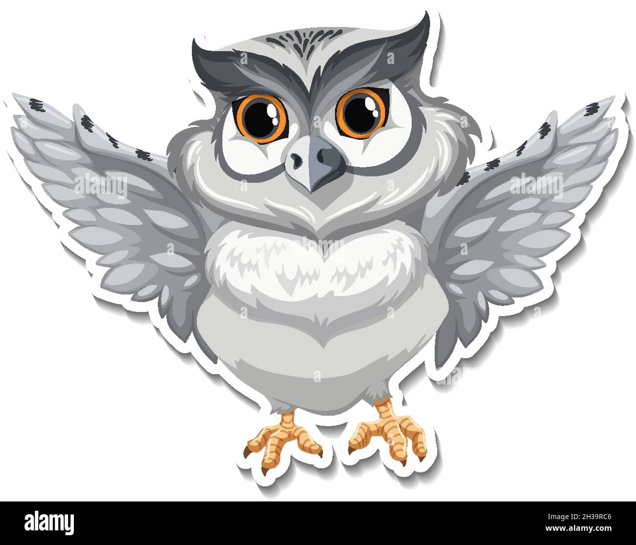Grey owl bird cartoon character sticker illustration Stock Vector Image ...
