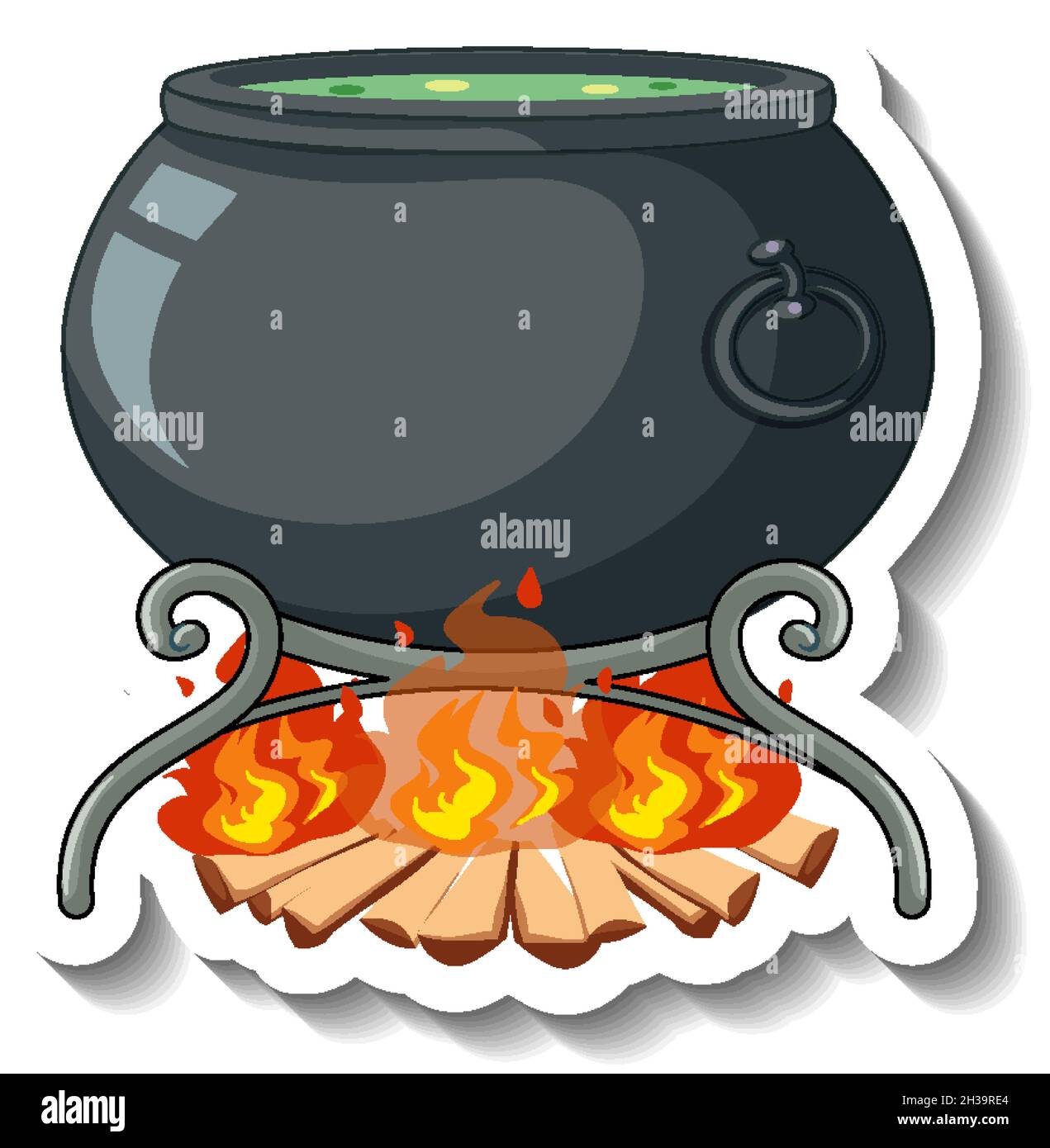 Potion boiling in a pot cartoon sticker illustration Stock Vector Image ...